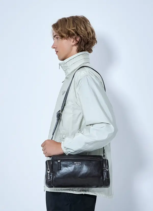 Prada Distressed Nappa Leather Shoulder Bag