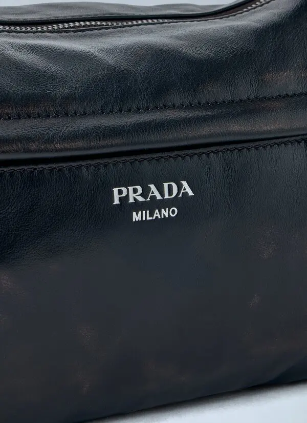 Prada Distressed Nappa Leather Shoulder Bag