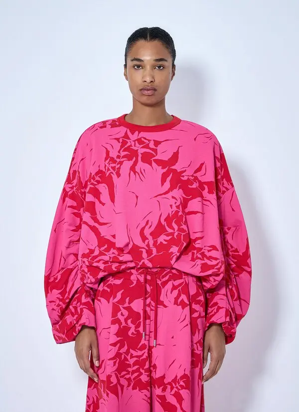 Dries Van Noten Abstract Print Draped Sweatshirt - Pink