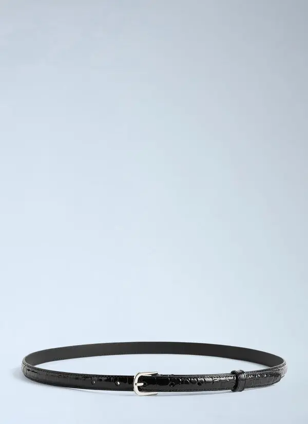 TOTEME Croc-embossed Patent Leather Belt - Black