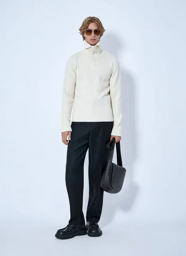 Bottega Veneta Ribbed Knit Collared Sweater