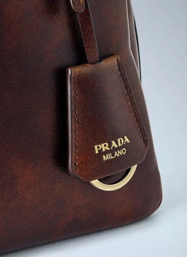 Prada Aimée Medium Leather Shoulder Bag - Brown