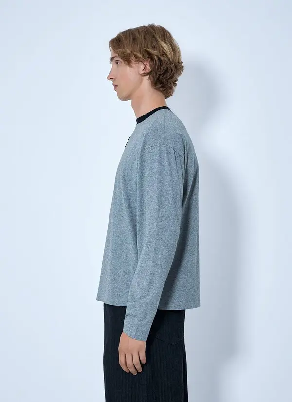 Miu Miu Logo Motif Long Sleeve T-shirt - Gray