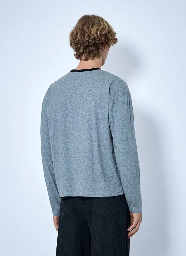 Miu Miu Logo Motif Long Sleeve T-shirt - Gray