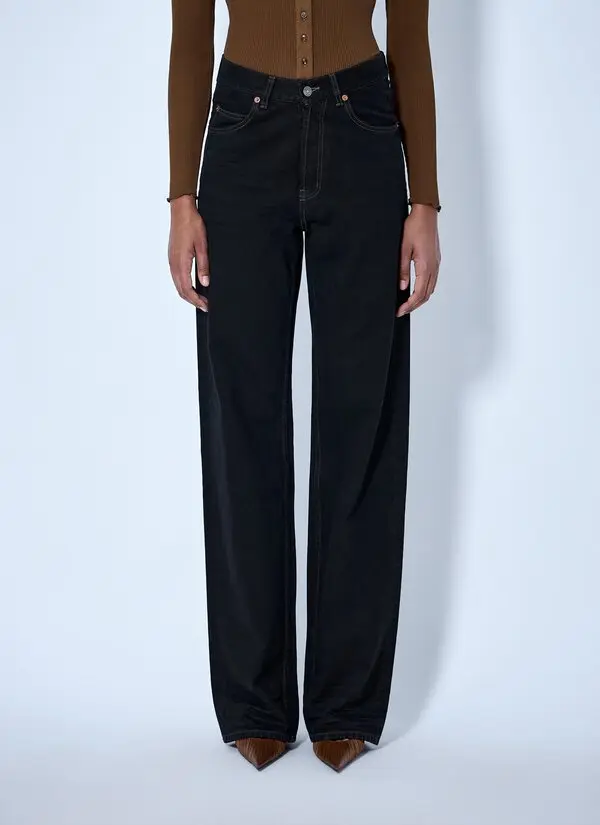 Saint Laurent V-waist Long Baggy Jeans - Black