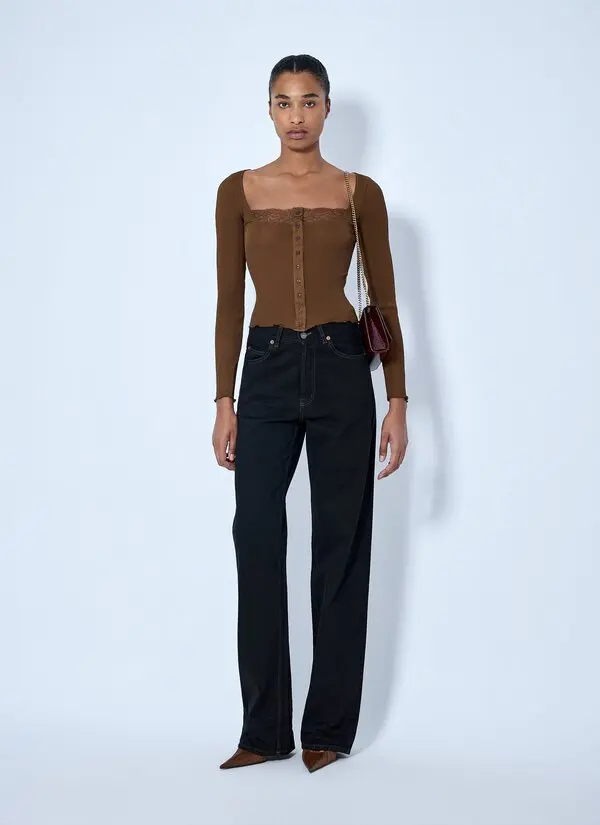 Saint Laurent V-waist Long Baggy Jeans