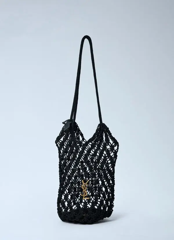 Saint Laurent Large Cassandre Crochet Tote Bag - Black