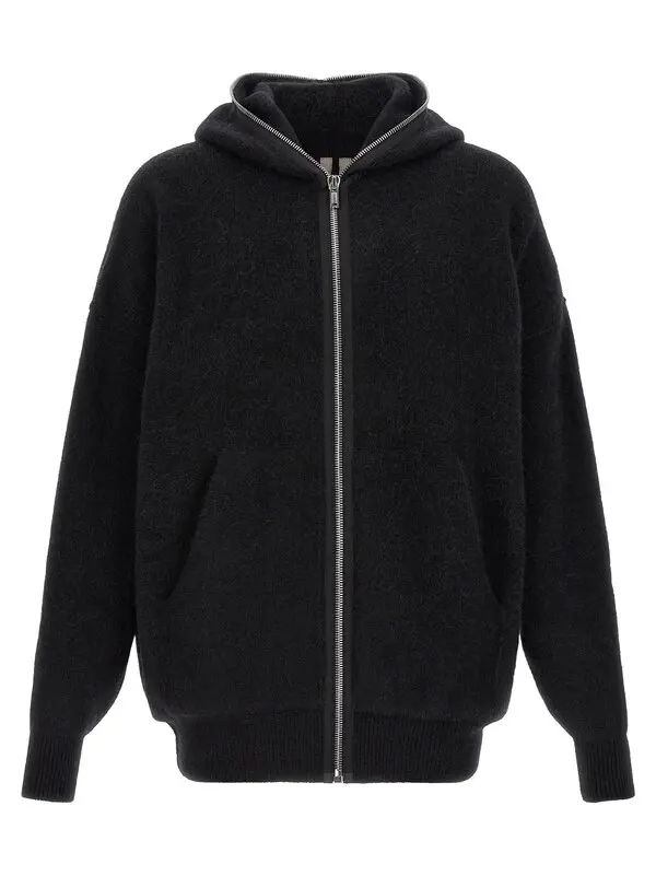 Rick Owens Oversized Alpaca Blend Zip-up Hoodie