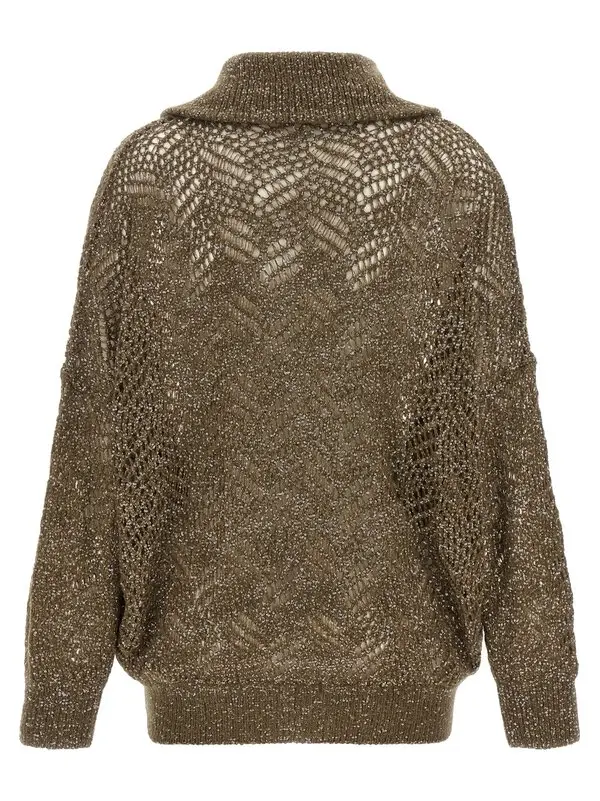 Brunello Cucinelli Abstract Leaf Perforated Cardigan