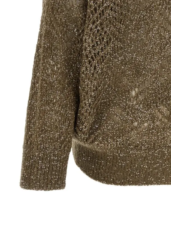 Brunello Cucinelli Abstract Leaf Perforated Cardigan