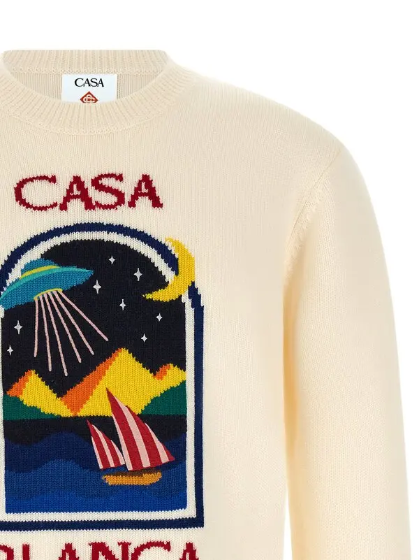 Casablanca Pyramid Abduction" Pure Wool Crew Neck Sweater