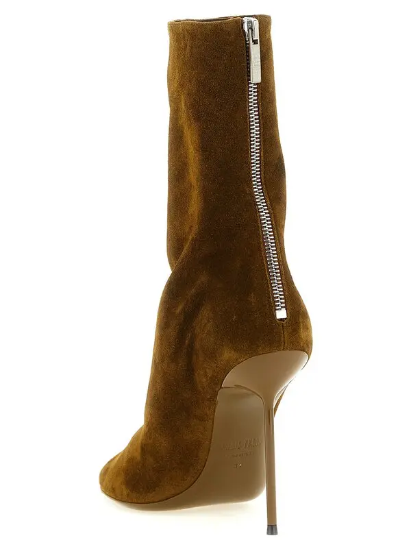 Paris Texas Suede Ankle Boots With Stiletto Heel - Brown