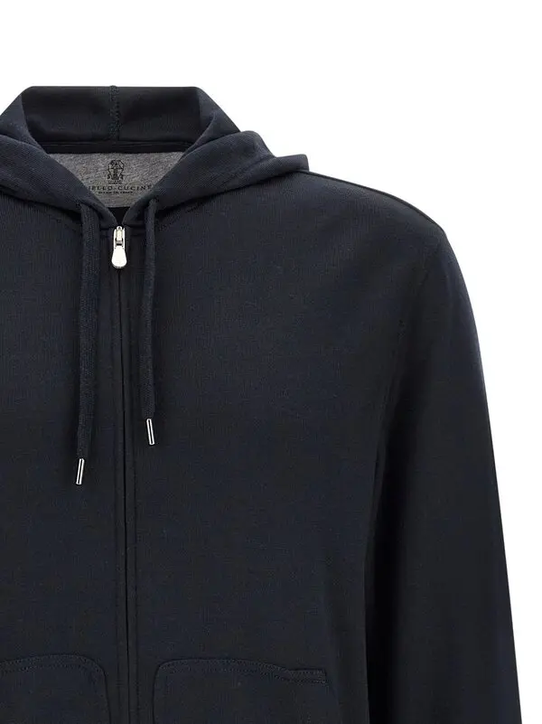 Brunello Cucinelli Cashmere And Silk Hoodie - Blue