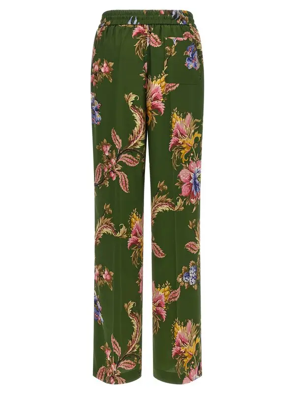 Etro Floral Print Wide Leg Trousers - Green