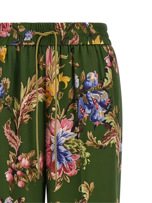 Etro Floral Print Wide Leg Trousers - Green