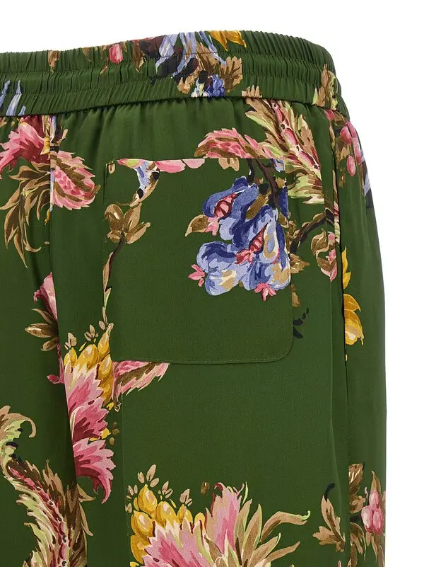 Etro Floral Print Wide Leg Trousers - Green