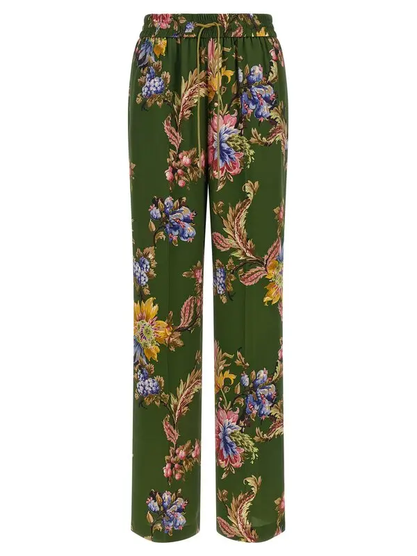 Etro Floral Print Wide Leg Trousers - Green
