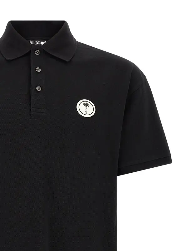 Palm Angels Logo Patch Polo Shirt - Black
