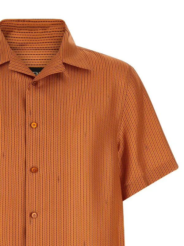 Fendi Selleria' Stitching Silk Shirt - Orange