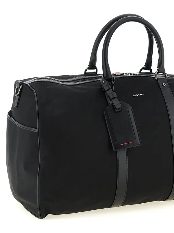 Kiton Weekend' Duffel Bag In Technical Fabric And Leather - Black