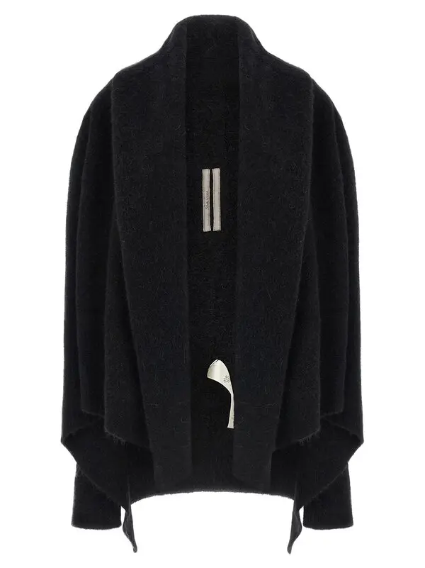 Rick Owens Hooded Medium Wrap Cardigan - Black