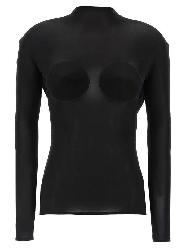 JEAN PAUL GAULTIER Voluminous Semi-transparent Long Sleeve Sweater - Black