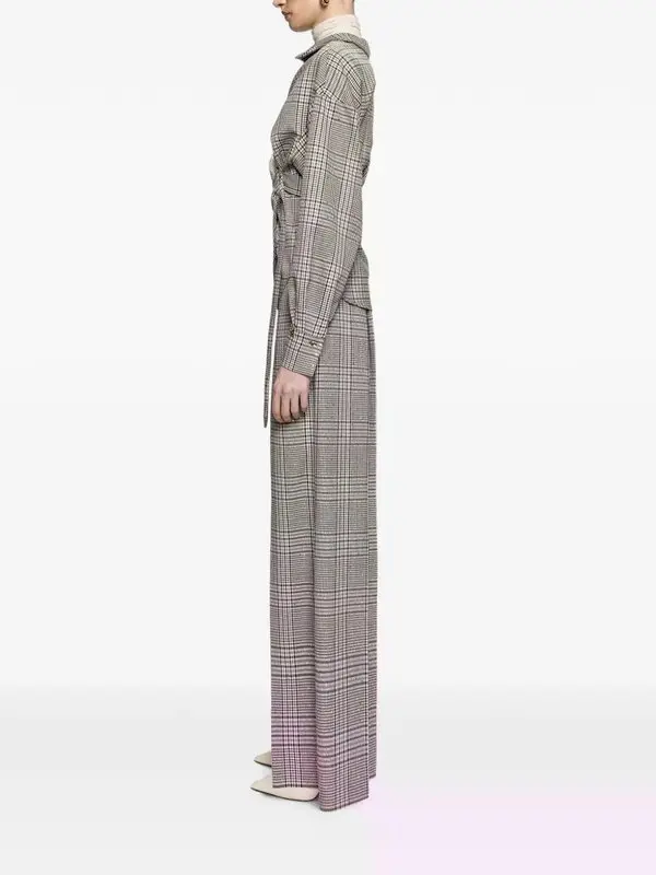 NISSA Checked Wrap Shirt With Spread Collar And Side Buckle Fastening