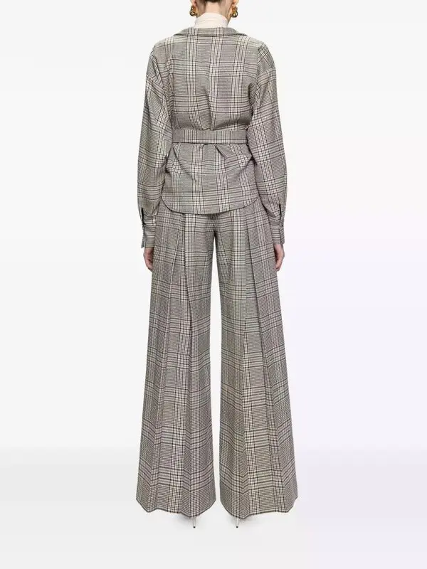 NISSA Checked Wrap Shirt With Spread Collar And Side Buckle Fastening