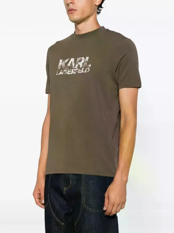 Karl Lagerfeld Logo-embroidered Crew-neck T-shirt - Green