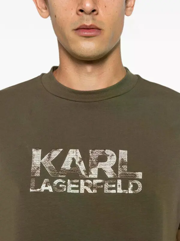Karl Lagerfeld Logo-embroidered Crew-neck T-shirt - Green