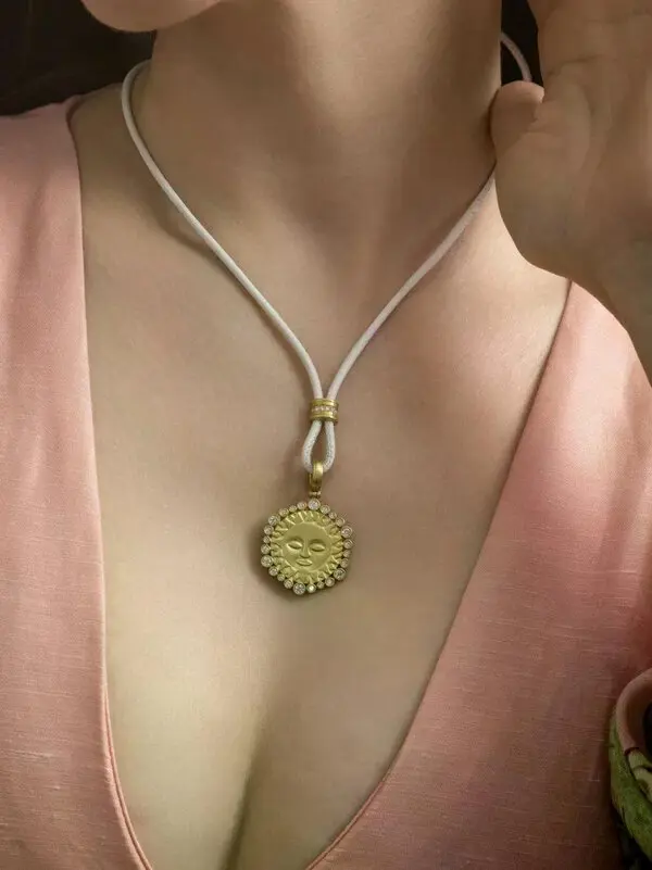 LEIGH MAXWELL Diamond Pavé Leather Cord Necklace