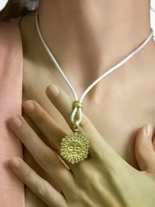 LEIGH MAXWELL Diamond Pavé Leather Cord Necklace