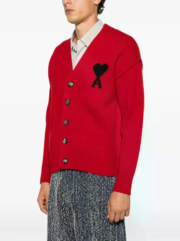AMI Paris De Coeur Wool Cardigan
