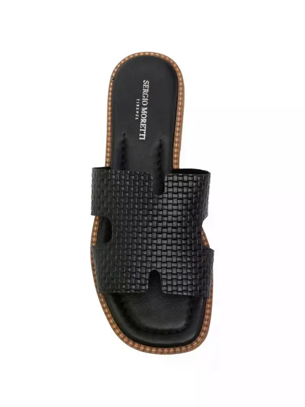 SERGIO MORETTI FIRENZE Woven Leather Flat Sandals