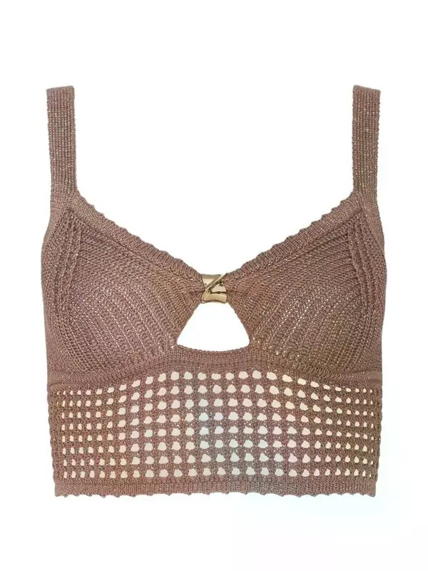 L'Agence Tracy Metallic-knit Bralette - Brown