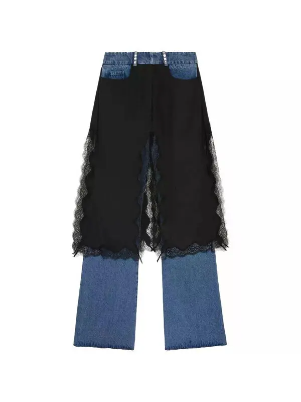 16Arlington Kia Lace-trimmed Layered Jeans - Black