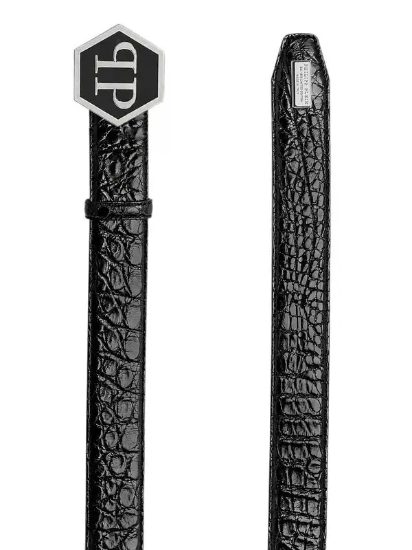 Philipp Plein Leather Belt With Hexagon Buckle