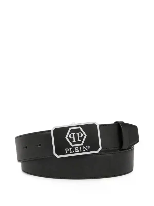 Philipp Plein Leather Belt With Plaque Buckle
