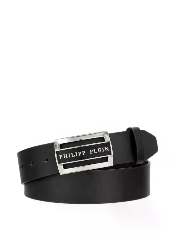 Philipp Plein Leather Belt With Plaque Buckle