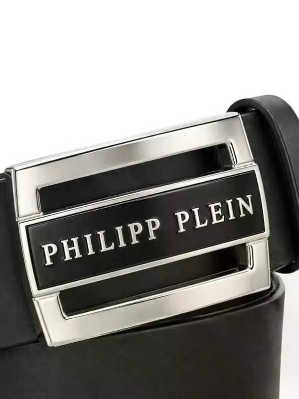 Philipp Plein Leather Belt With Plaque Buckle