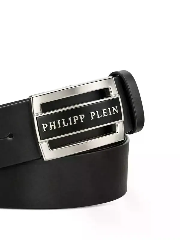 Philipp Plein Leather Belt With Plaque Buckle