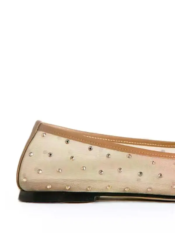 Dear Frances Crystal-embellished Mesh Ballet Flats
