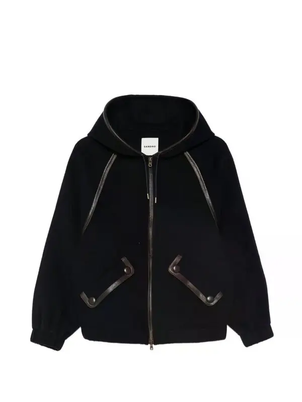 Sandro Leather-trimmed Hooded Jacket