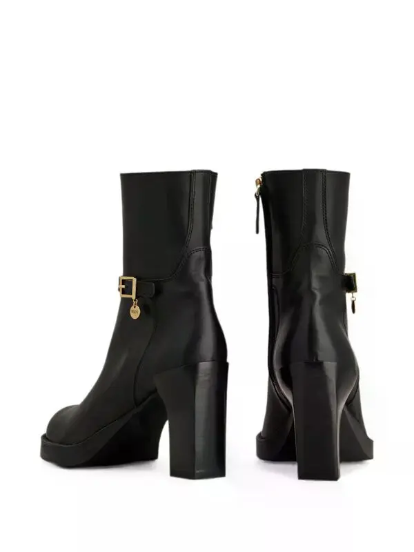 TOD'S Leather Ankle Boots With Buckle And Logo Pendant