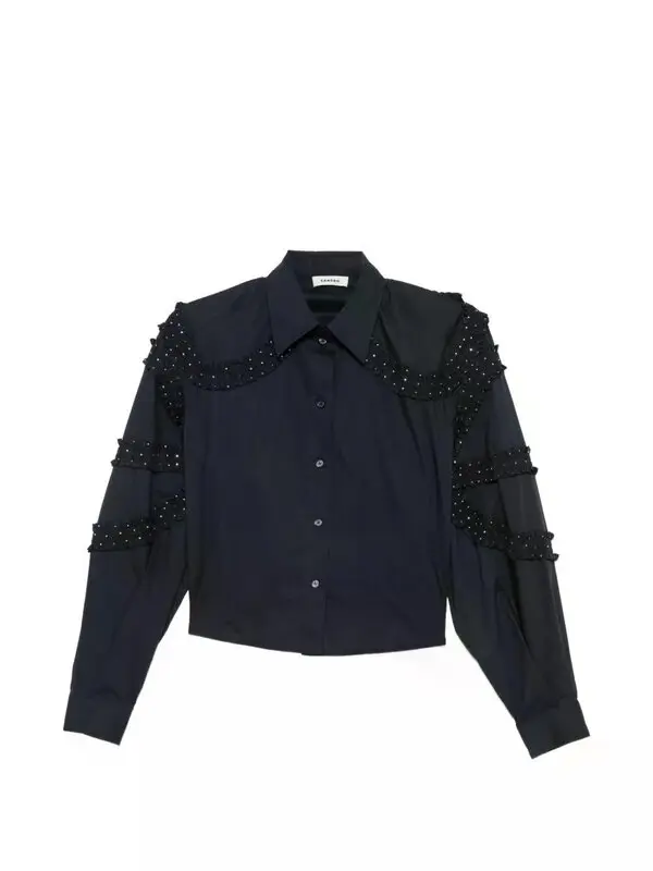 Sandro Crystal-embellished Ruffled-detail Shirt