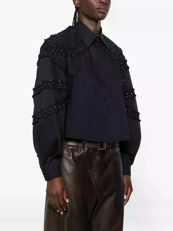 Sandro Crystal-embellished Ruffled-detail Shirt