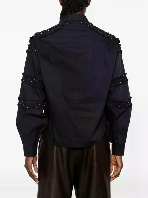 Sandro Crystal-embellished Ruffled-detail Shirt