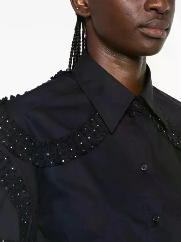 Sandro Crystal-embellished Ruffled-detail Shirt