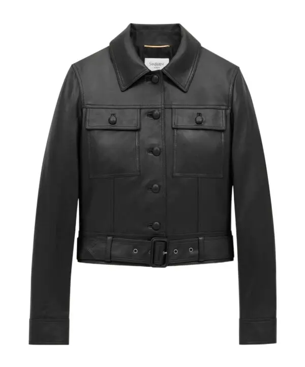 Saint Laurent Button-up Belted Cropped Jacket