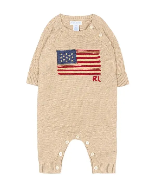 Ralph Lauren Flag Intarsia Knitted Jumpsuit - Beige
